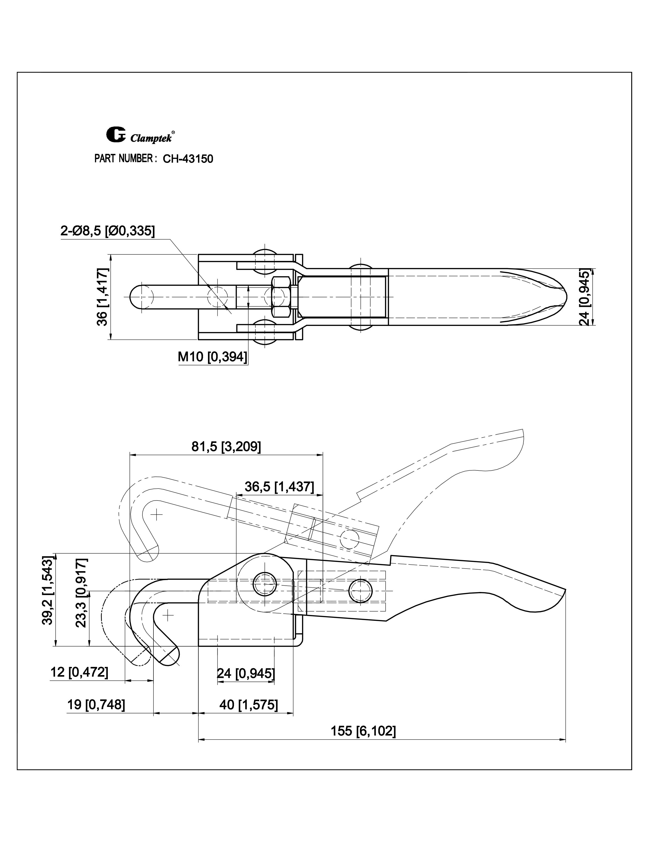 CH-43150 | 門閂式夾鉗 | 嘉剛Clamptek - 快速夾鉗、氣油壓缸